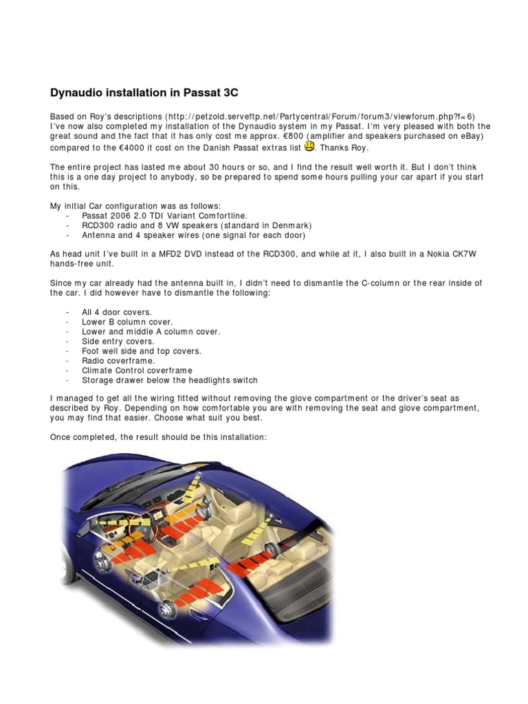 Dynaudio Installation in Passat 3C Under €800 | PDF | Electrical ...