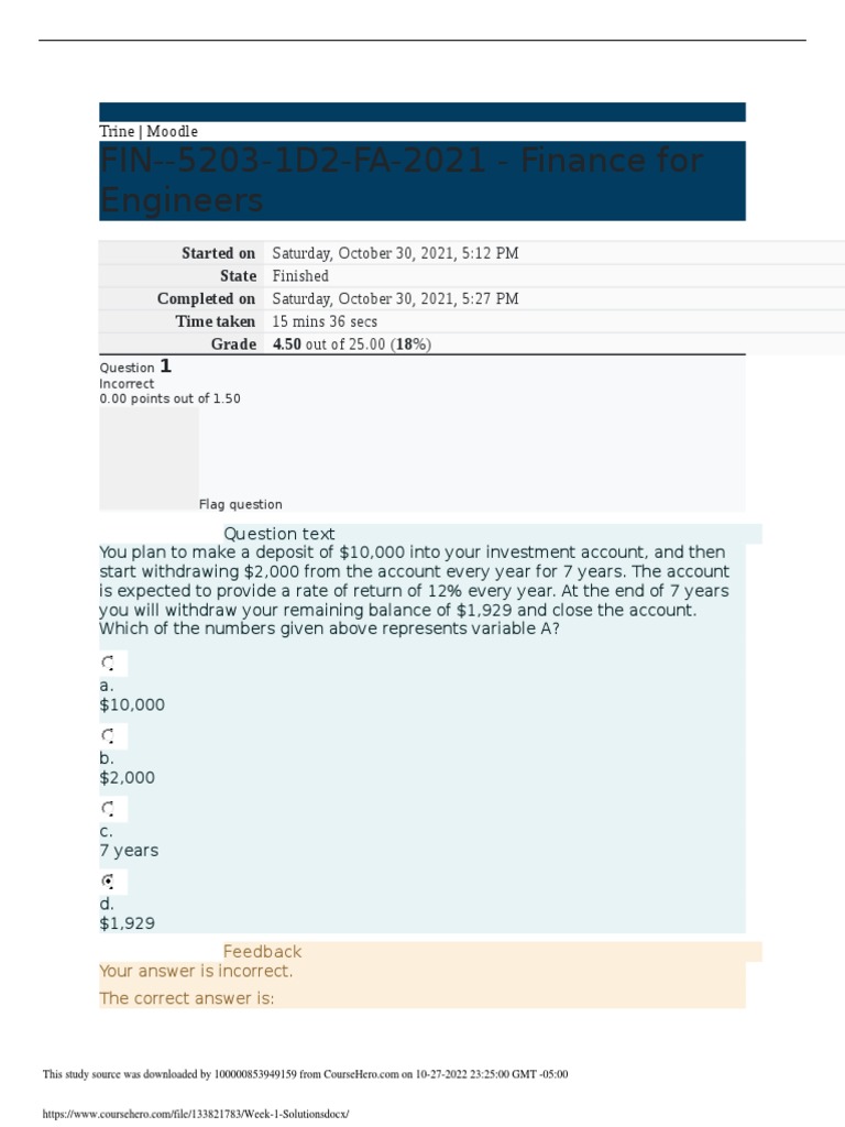 Week 1 Quiz Solutions | PDF