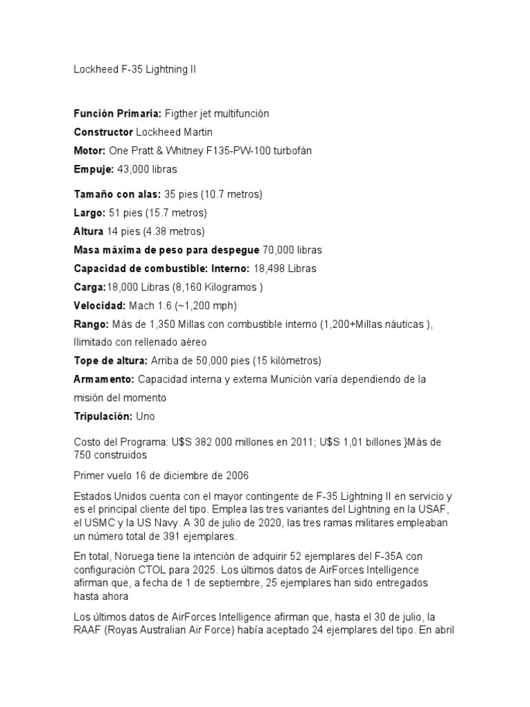 Lockheed F-35 | Descargar gratis PDF | Lockheed Martin F 35 Lightning ...