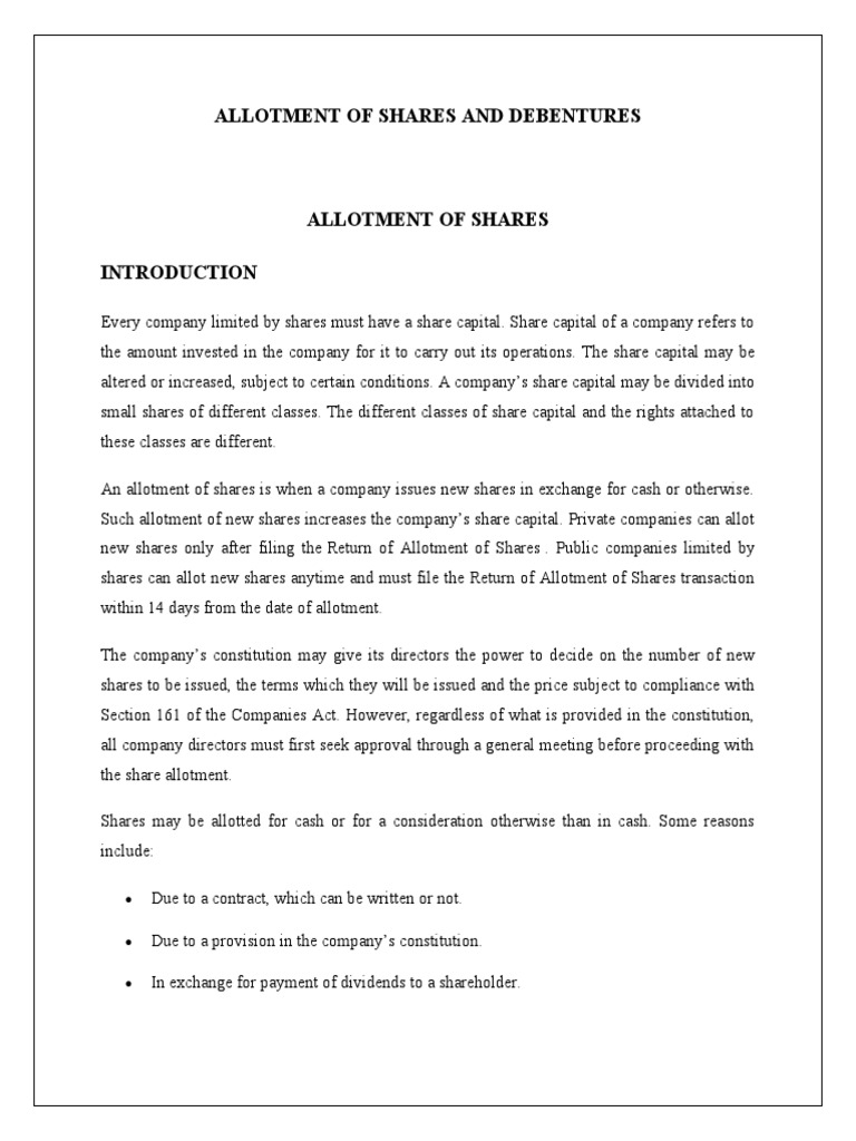 Share Allotment Procedures Explained | PDF | Securities (Finance ...