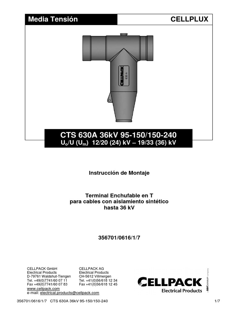 CTS 630A 36kV 95-150 - 150-240 - 1 - 7 - Es | PDF | Ingeniería de ...