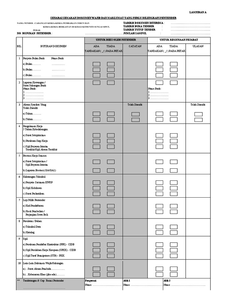 Senarai Dokumen Wajib | PDF