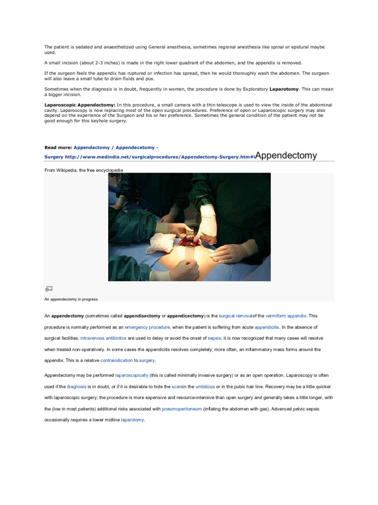 Appendectomy | PDF | Surgery | Health Sciences