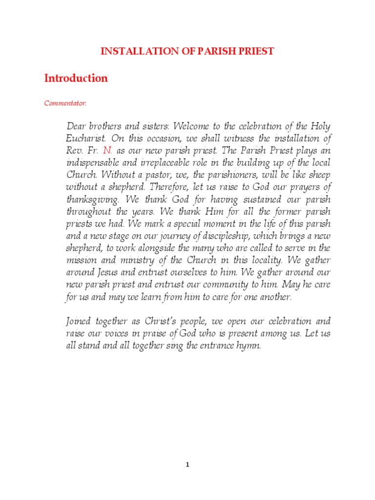 Parish Priest Installation English | Download Free PDF | Eucharist ...