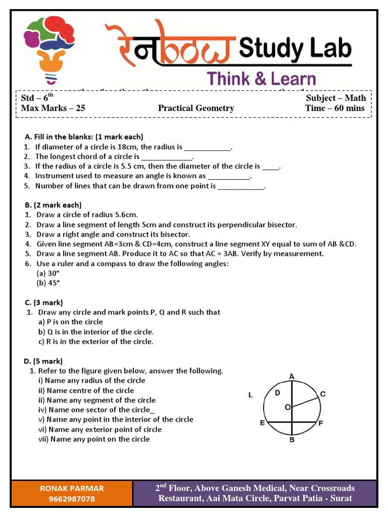 Std 6th 8th 9th 10th ICSE CBSE GSEB Math Geometry | PDF