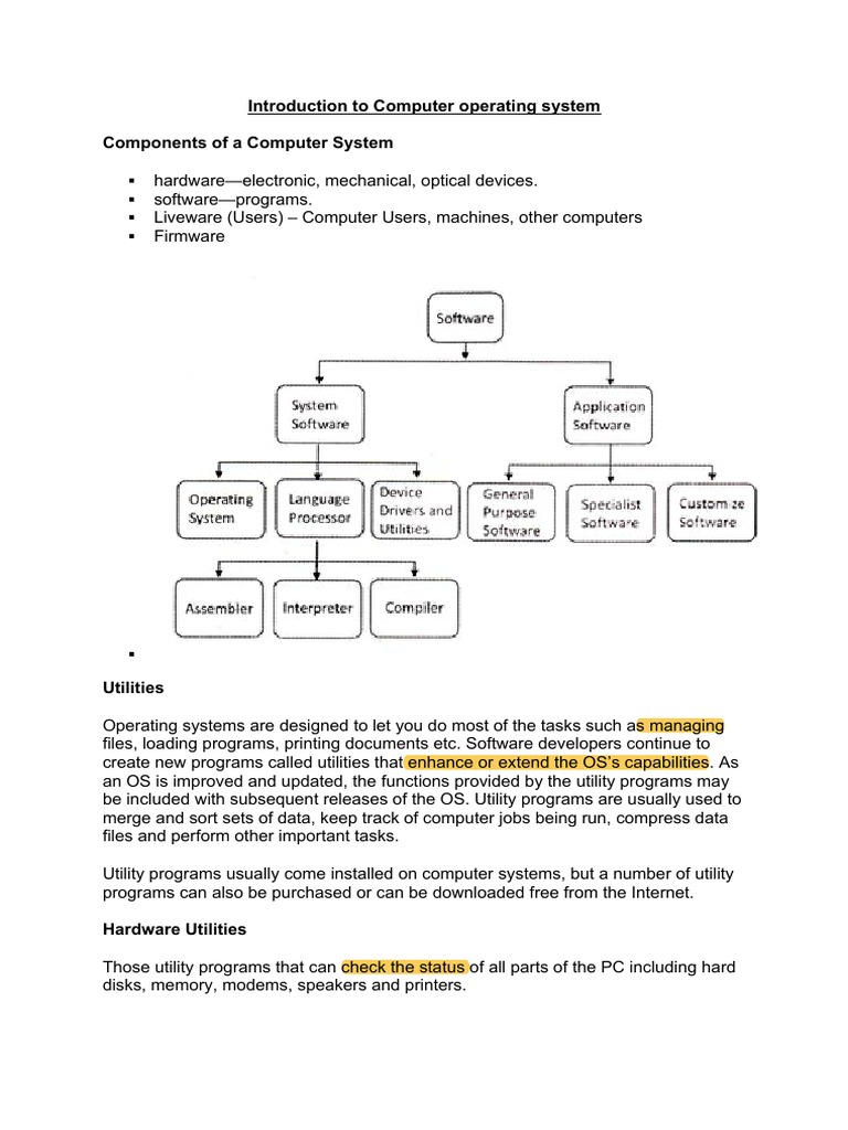 Introduction To Computer Operating System Components of A Computer System | PDF | Operating ...