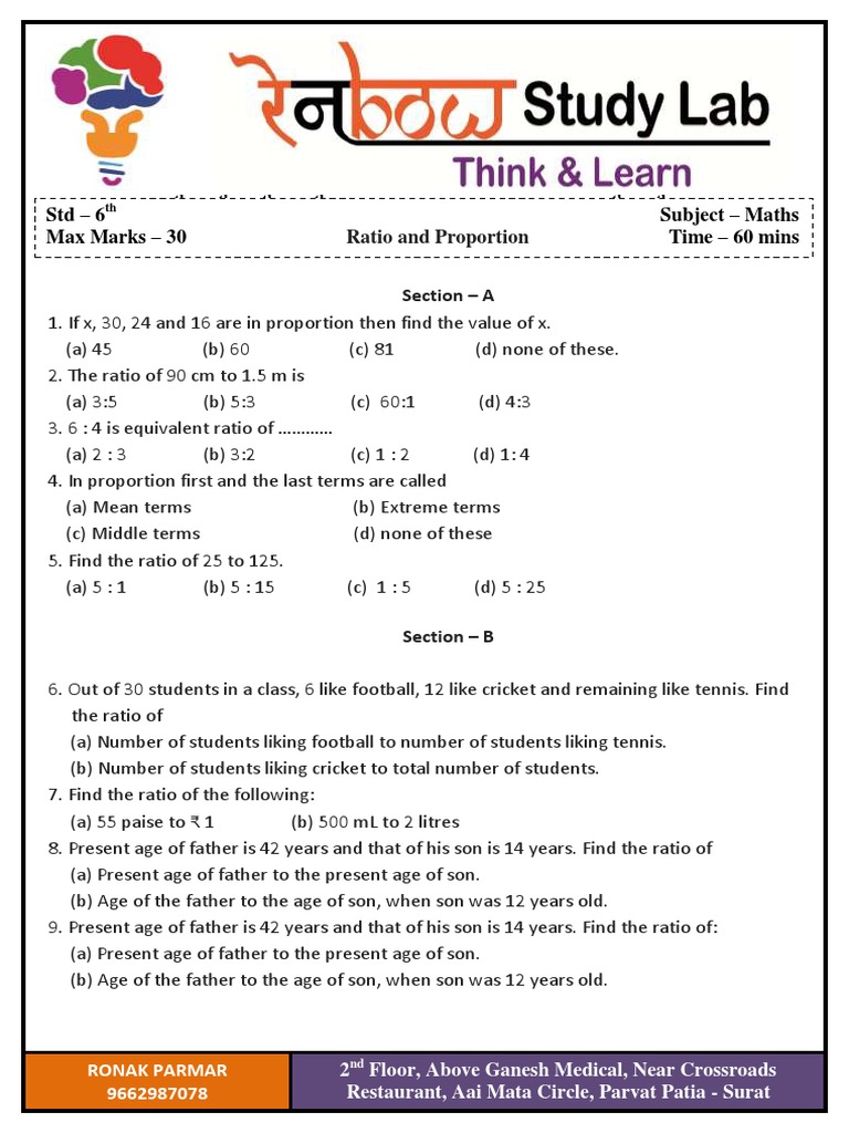 Ratio and Proportion | PDF | Metrology | Elementary Geometry