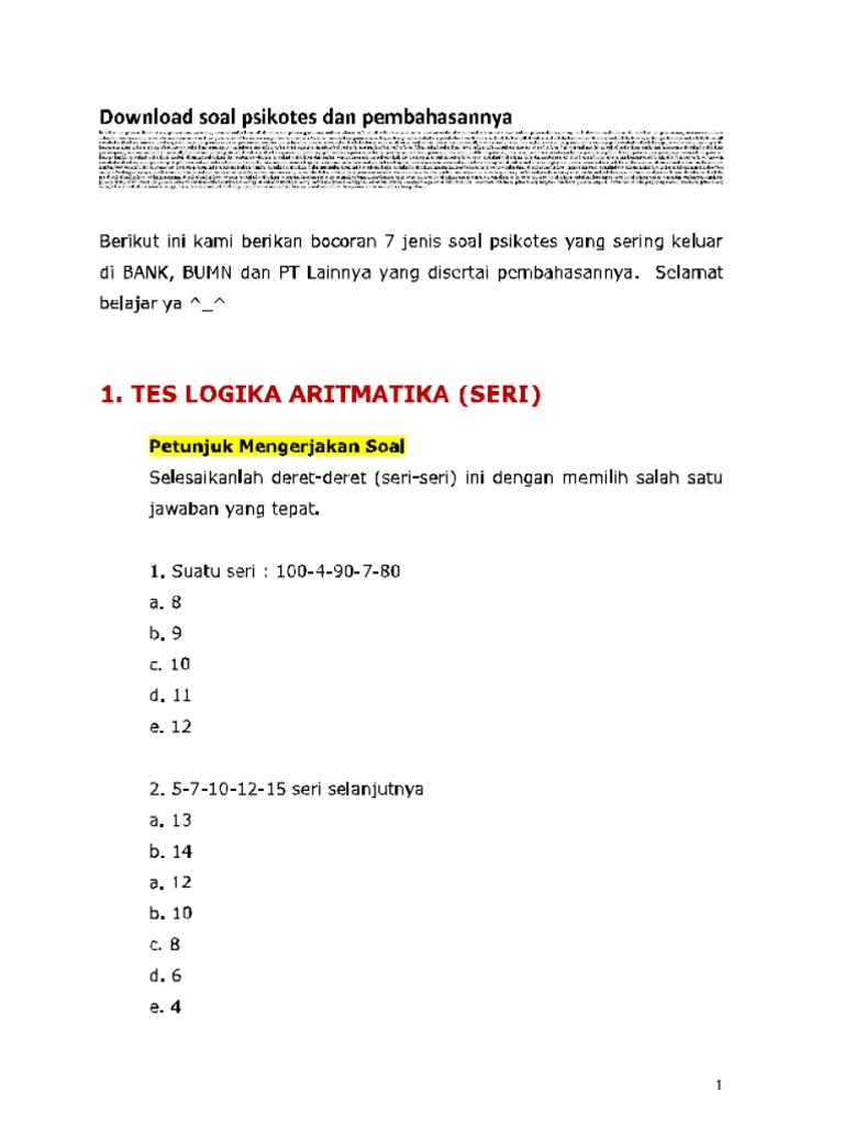 Test Psikologi | PDF