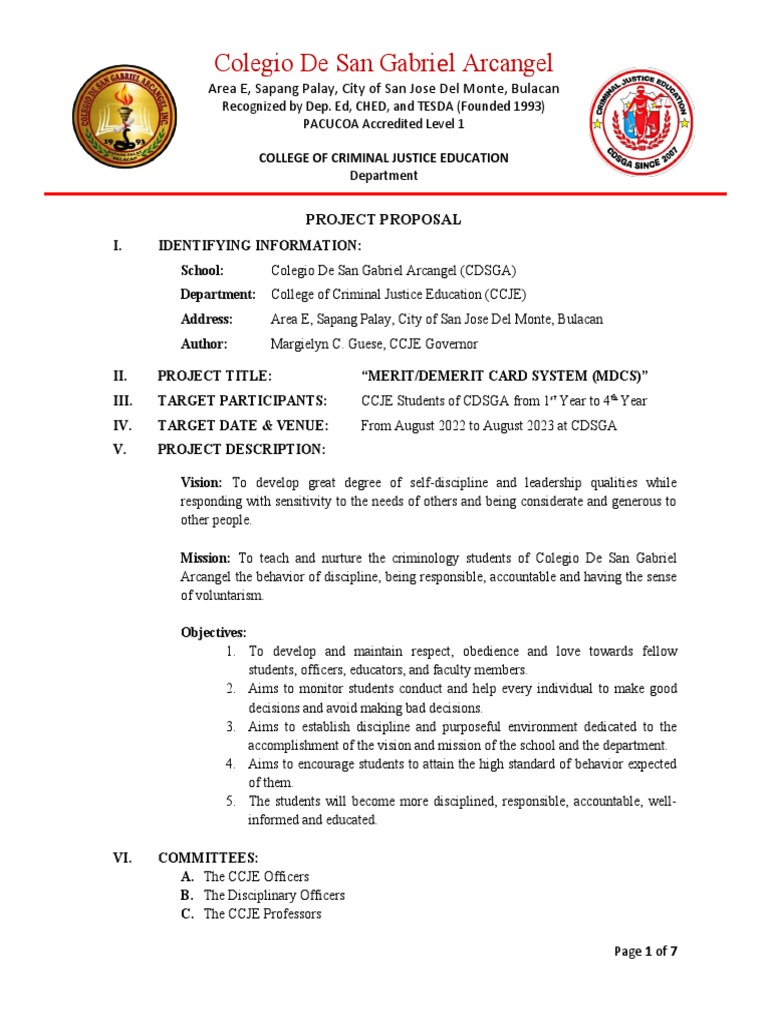 Project Proposal MDCS | PDF | Disciplines | Justice