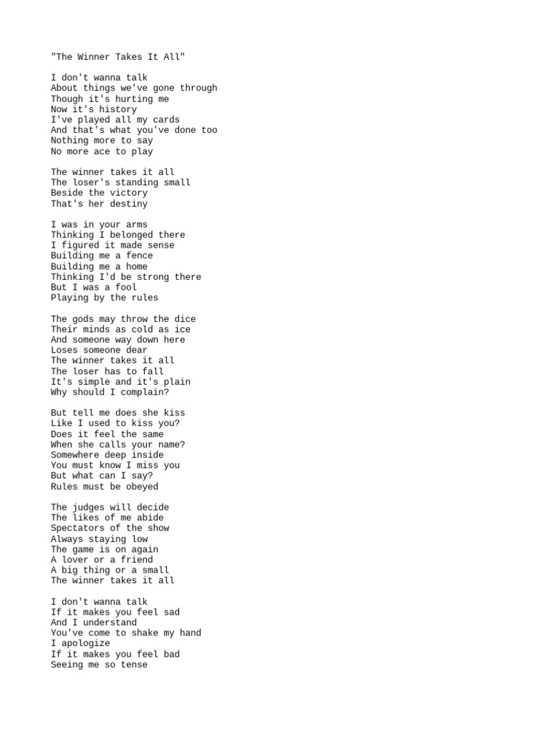 "The Winner Takes It All Lyrics" | PDF