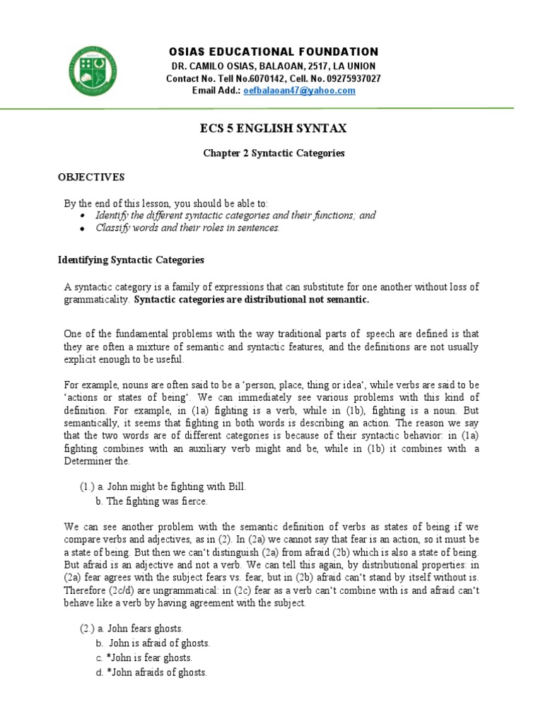 ECS 5 Chapter 2 | PDF | Part Of Speech | Noun