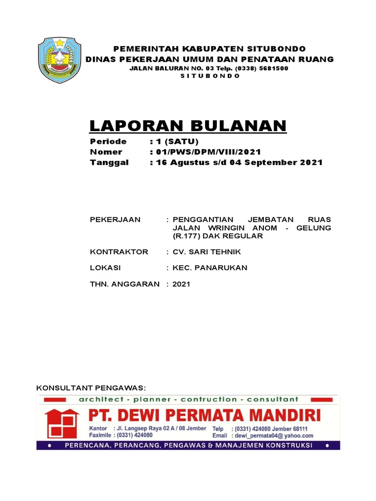 Cover Laporan Bulanan | PDF