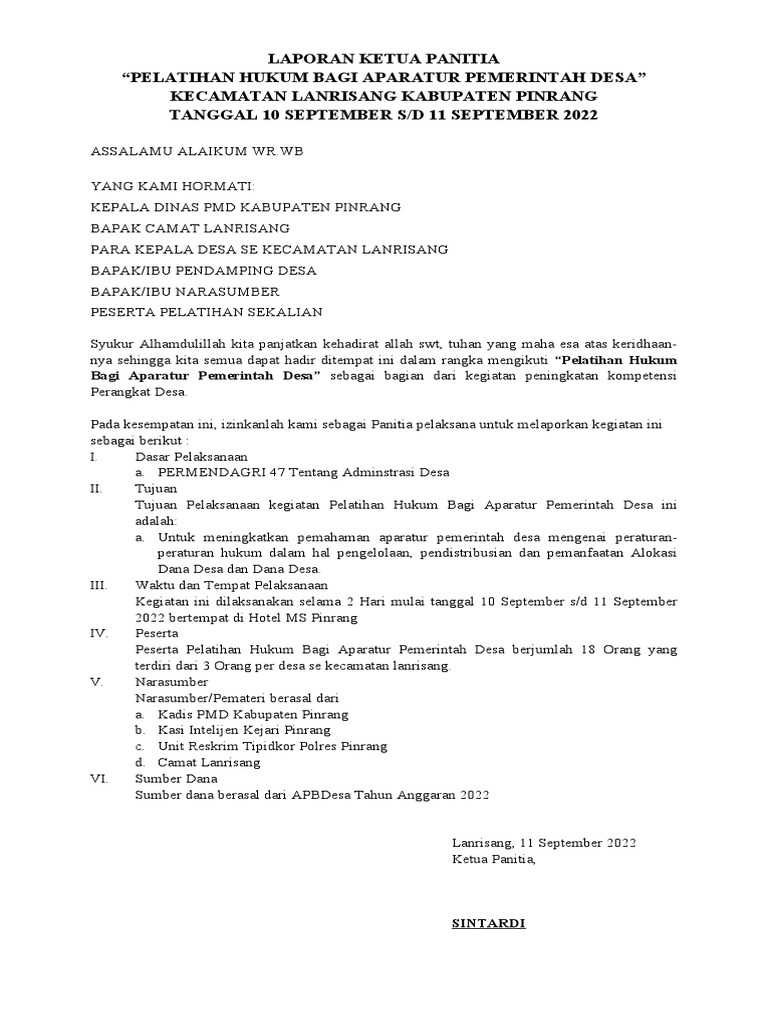 Laporan Ketua Panitia | PDF | Bisnis