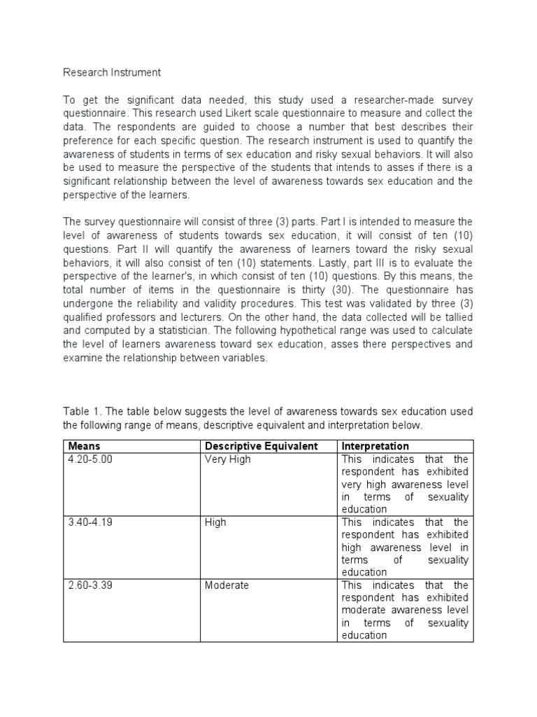 Research INSTRUMENTS DRAFT | PDF | Survey Methodology | Psychology