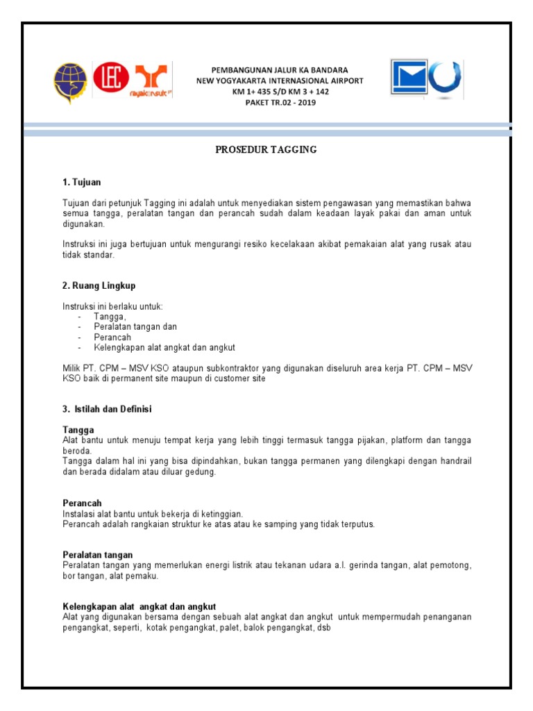 Prosedur Tagging Alat Kerja | PDF