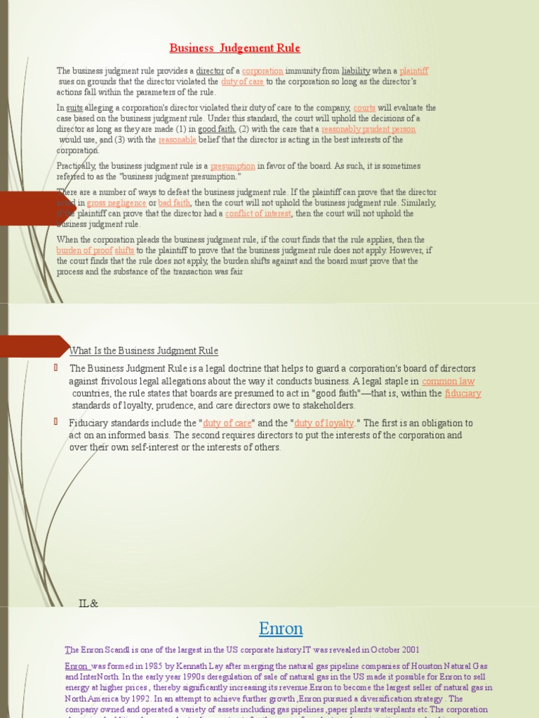 Understanding the Business Judgment Rule | PDF | Business | Justice