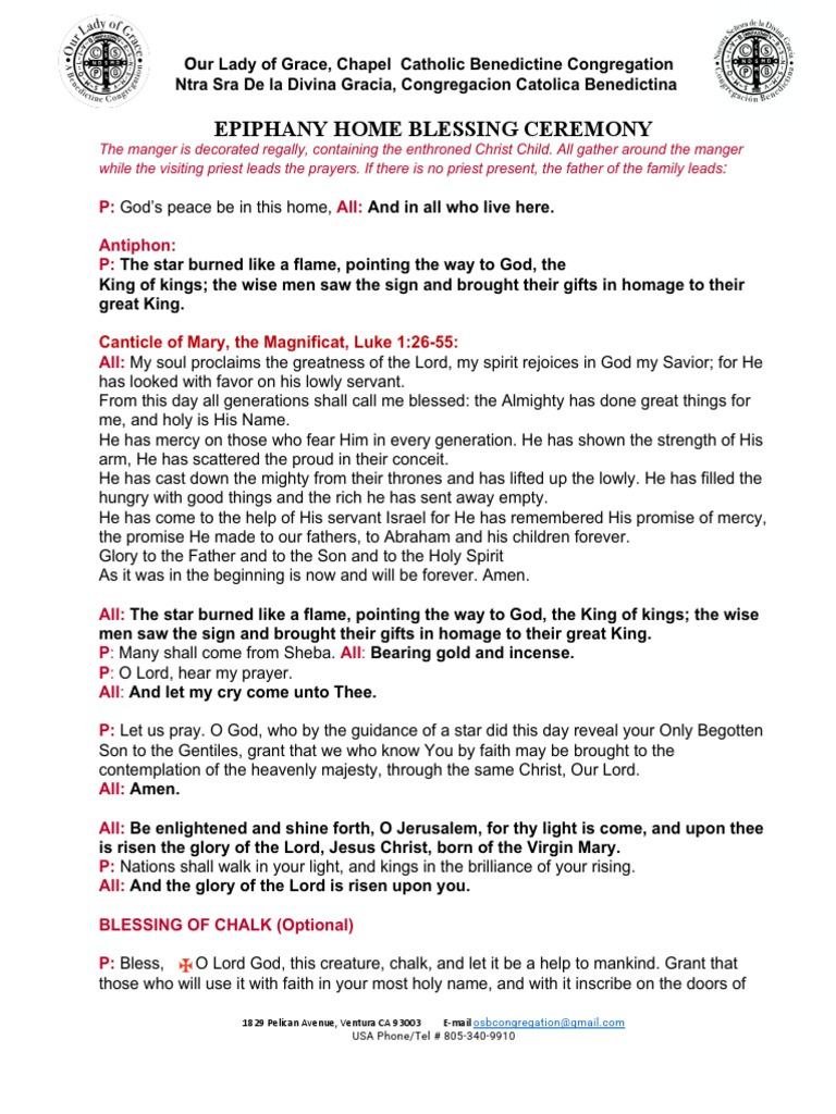 Epiphany Home Blessing Ceremony Tri-Lingual | PDF | We Three Kings ...