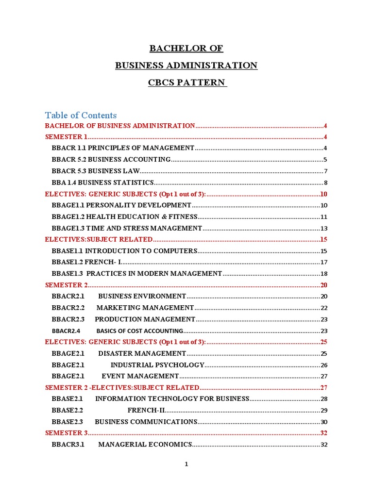 Bba Syllabus For Semester, CBCS | PDF | Databases | Stress (Biology)