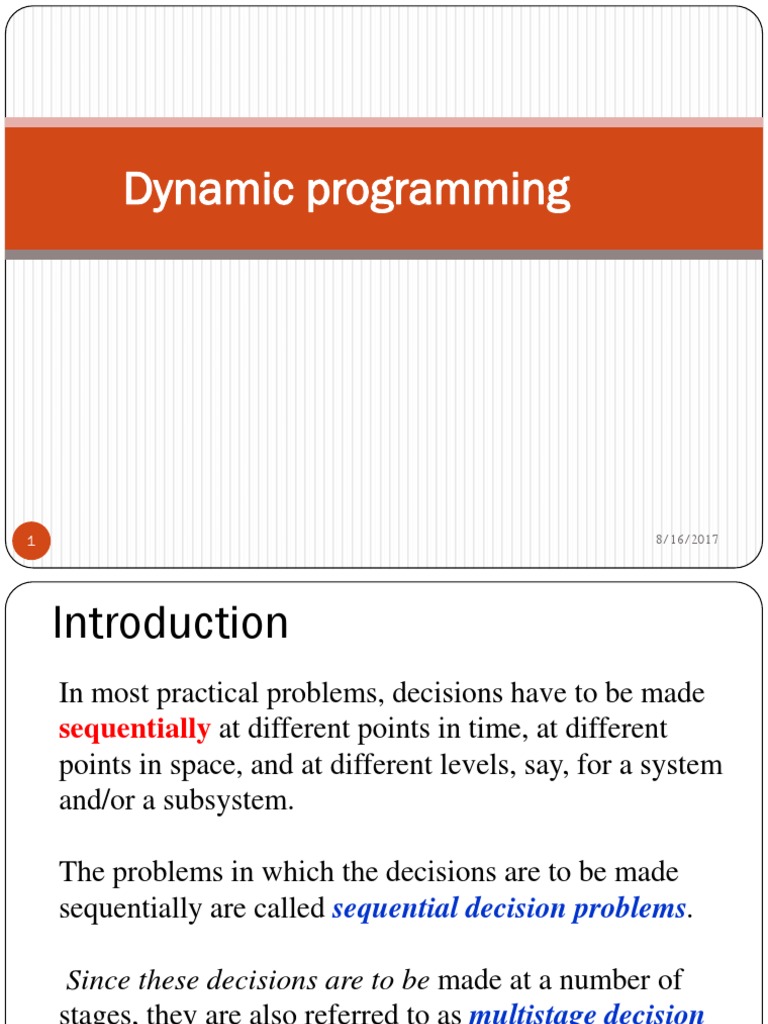 Lecture 8 Dynamic Programming | PDF | Mathematical Optimization | Dynamic Programming
