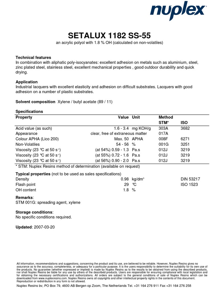 Setalux 1182 SS-55 | PDF | Chemical Substances | Chemistry