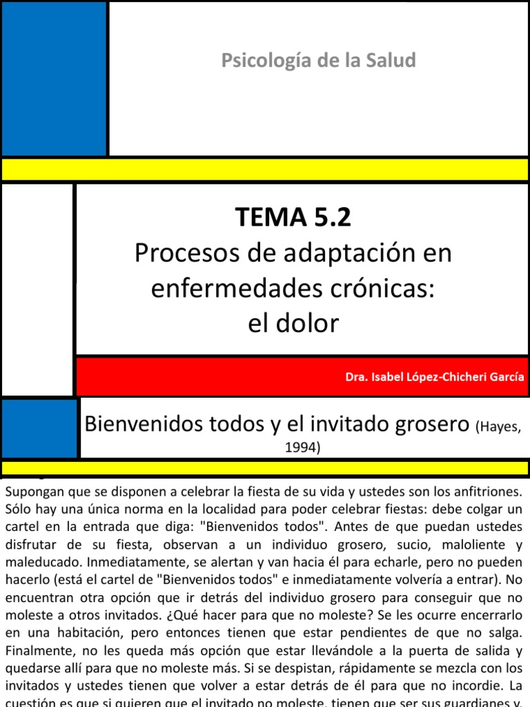Tema 5.2 - Dolor Cronico 21-22 | PDF | Psicoterapia | Terapia conductual