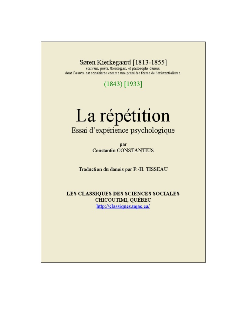 Repetition | PDF | Søren Kierkegaard
