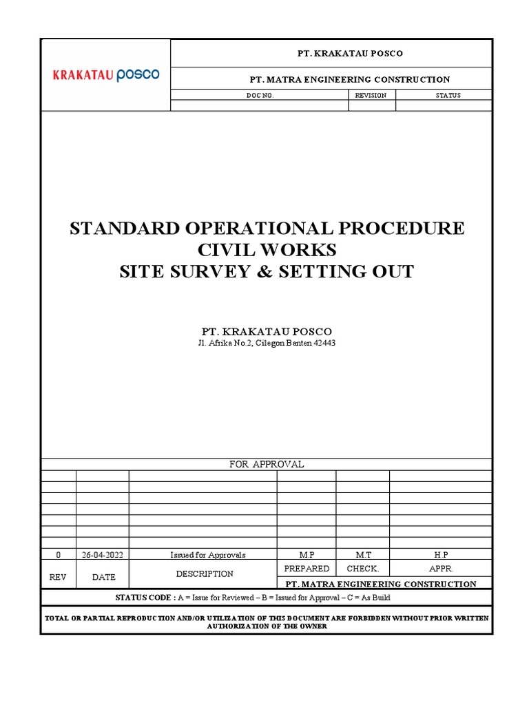 Site Survey & Setting Out Procedure | PDF | Surveying | Precast Concrete