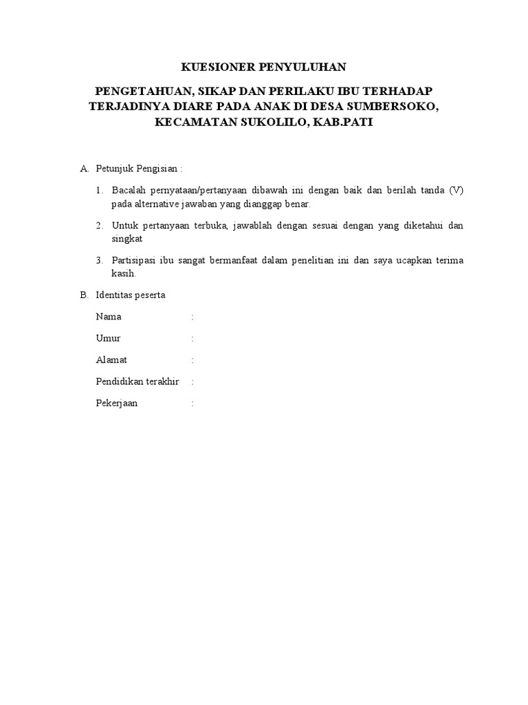 Kuesioner Mini Project Final | PDF