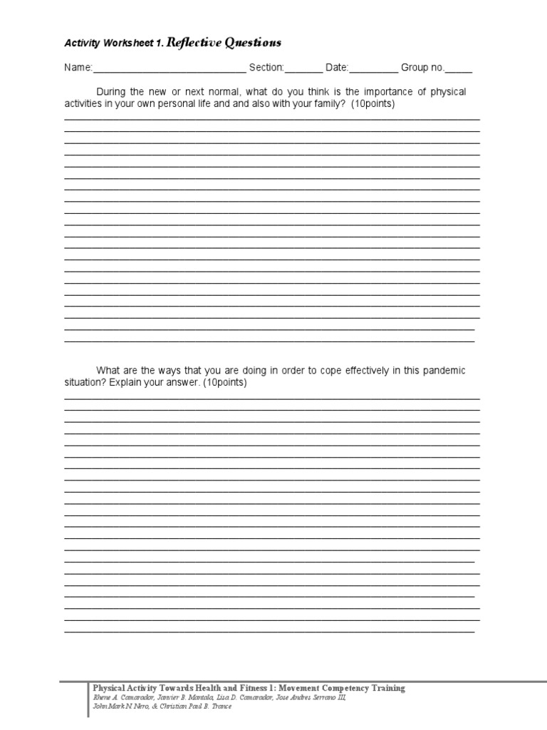 Chapter 1 Activities Assessment | PDF | Physical Fitness | Determinants Of Health