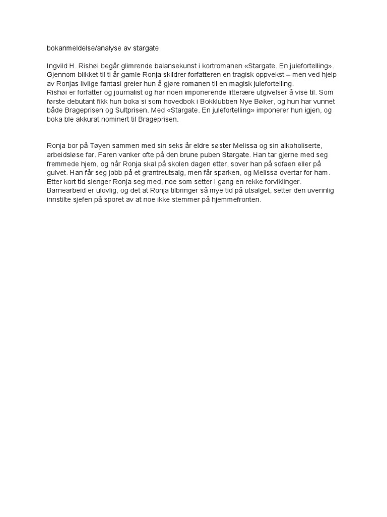 Bokanmeldelse - Analyse Av Stargate | PDF