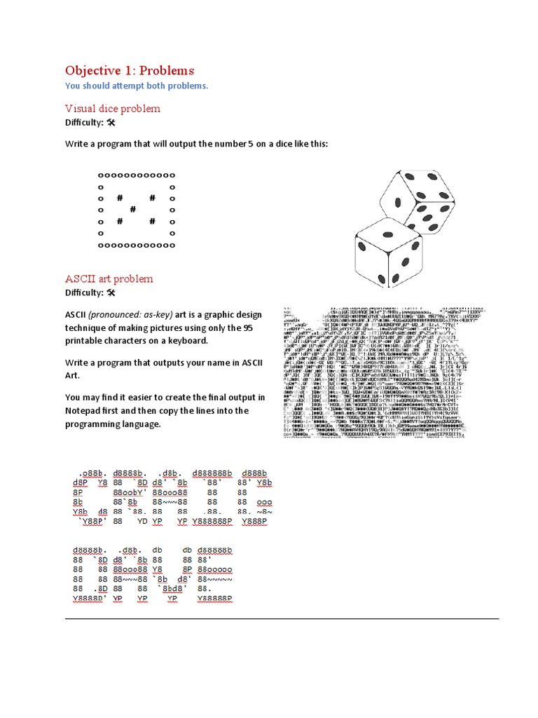 Objective 01 Problems - Output Text Strings | PDF