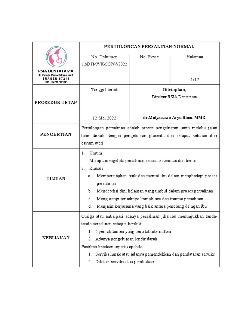 Sop Partus Normal | PDF