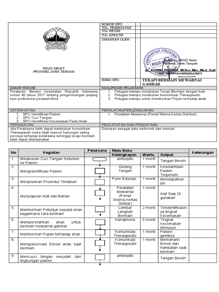 SOP Terapi Bermain Mewarnai Anak | PDF