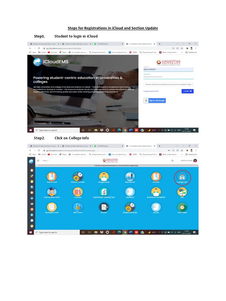 iCloud Registration Steps for Students | PDF