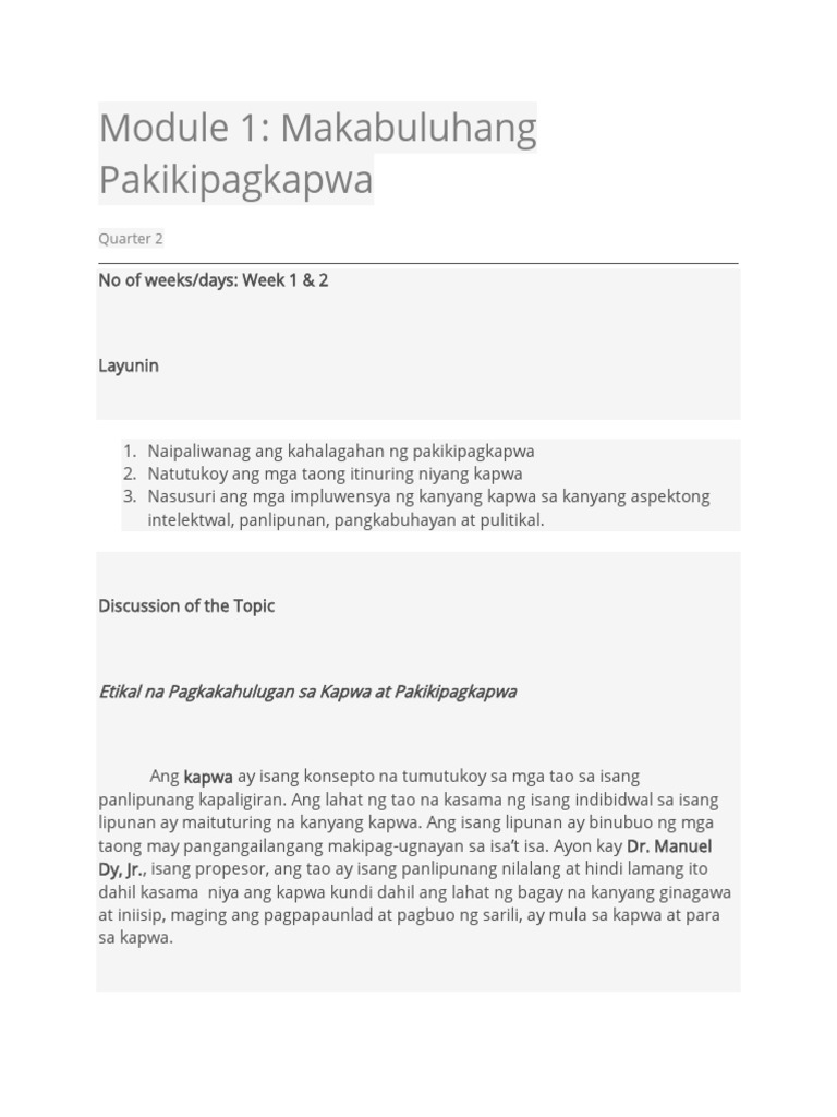 Module 1 ESP Q2 | PDF