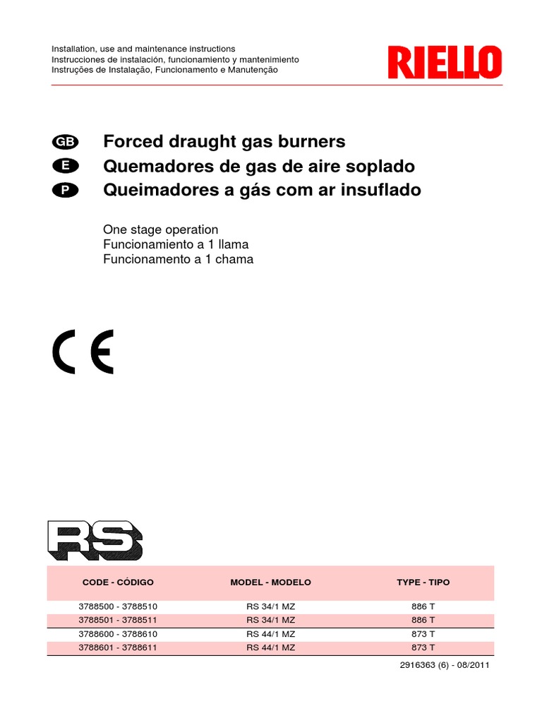 RS 34-44 1 MZ 2916363-6 | PDF | Boiler | Combustion