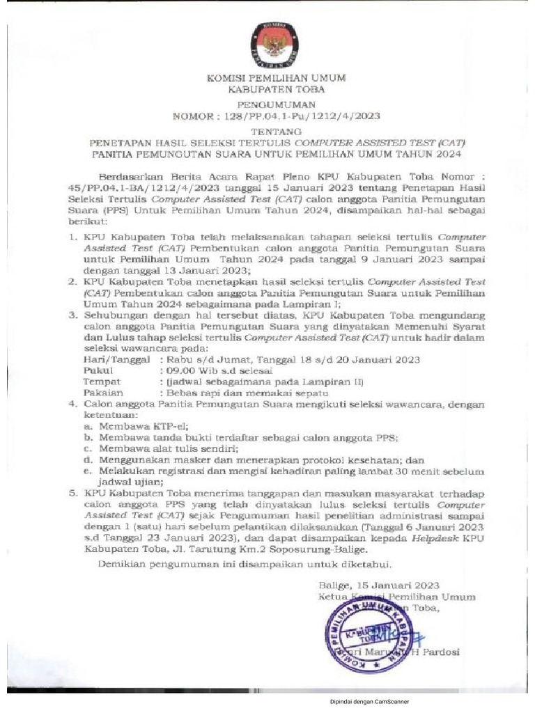 Pengumuman Dan Lampiran | PDF