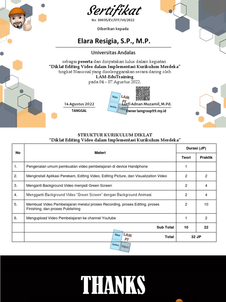 035 - Sertifikat - Elara Resigia, S.P., M.P | PDF