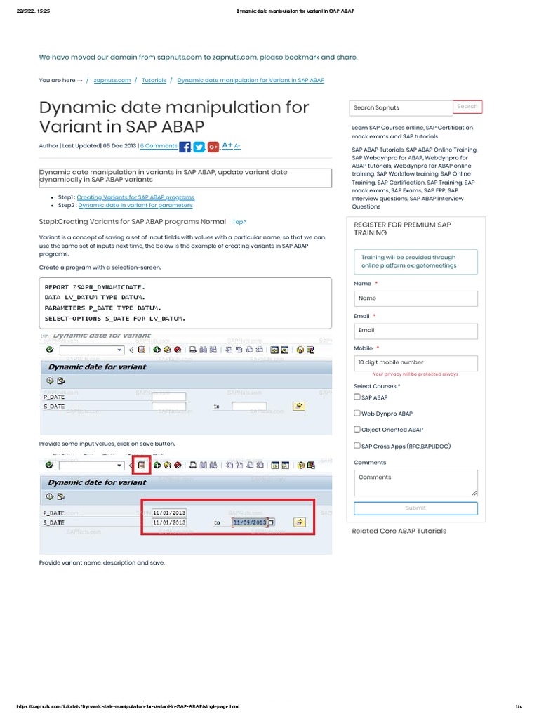 Dynamic Date Manipulation For Variant in SAP ABAP | PDF | Computer Science | Information Age