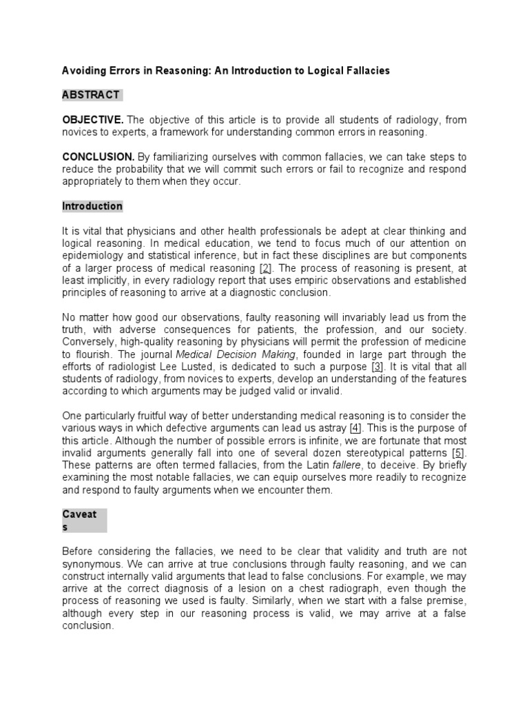 Understanding Reasoning Errors in Radiology | PDF | Fallacy | Argument