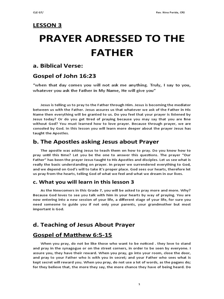 Module 3 CLE G7 | PDF | God The Father | Lord's Prayer