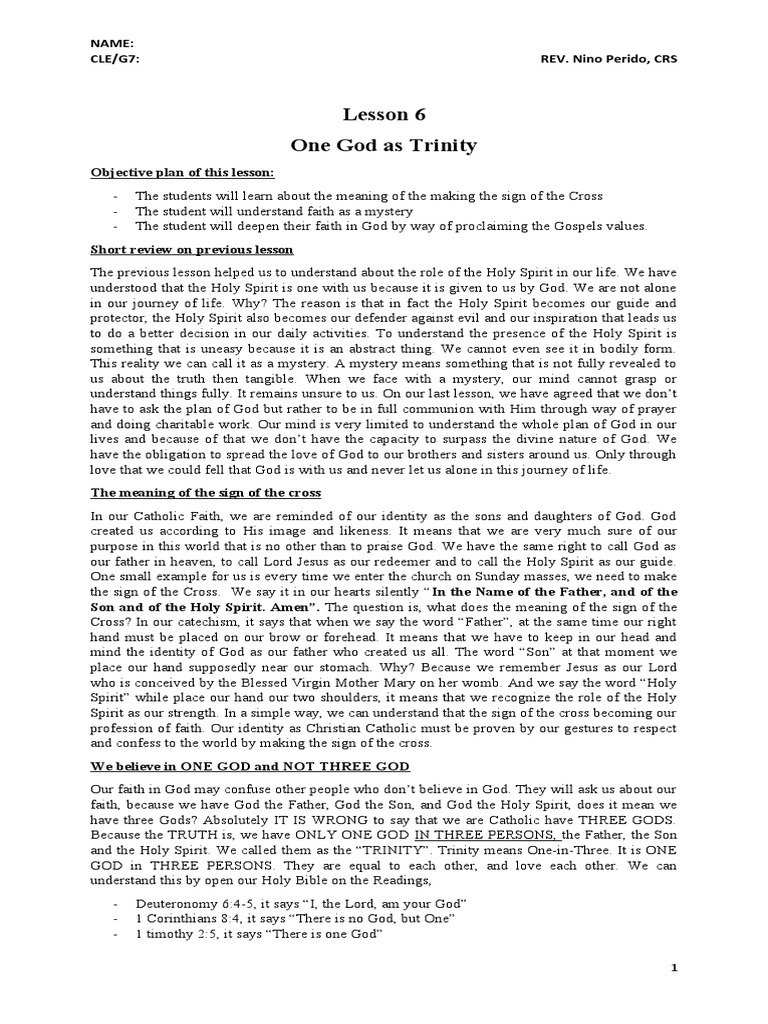 Module 6 CLE G7 | Download Free PDF | God The Father | Trinity