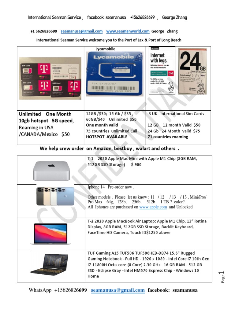 Unlimited One Month 10gb Hotspot 5G Speed,: Roaming in USA /CANADA/Mexico $50 | PDF | Personal ...