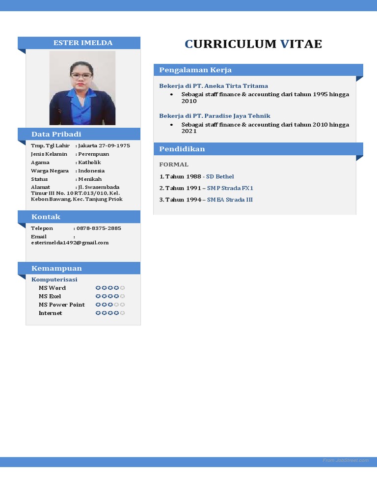 Urriculum Itae: Ester Imelda | PDF