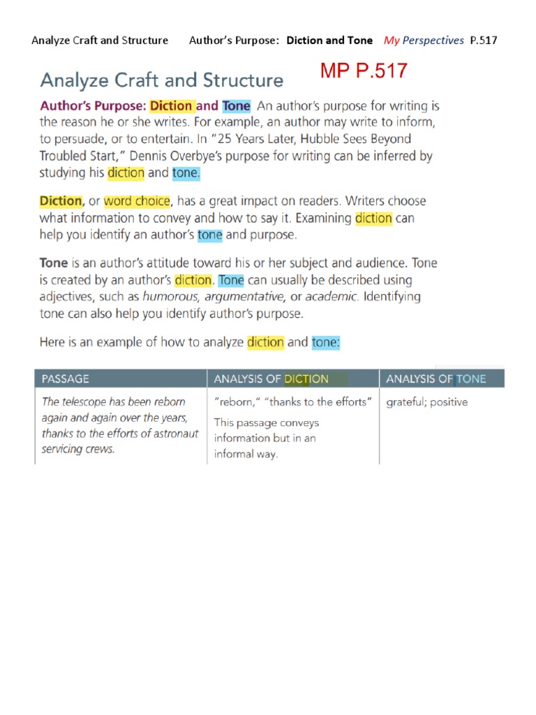 Analyze Craft and Structure Author's Purpose | PDF