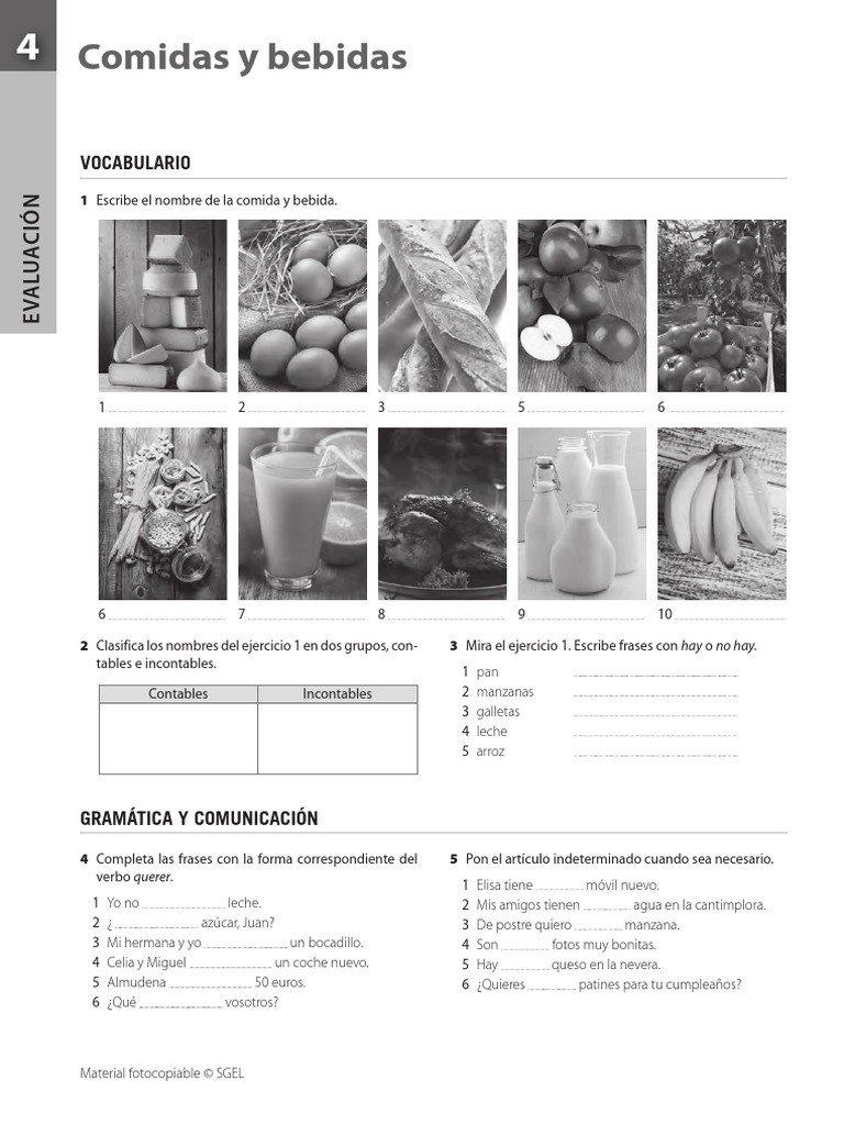 Evaluación Unidad 4 | PDF | Postres | Preparación de comida y bebida