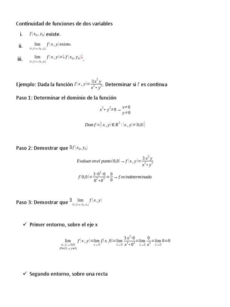 Clase N°3 - Continuidad de Funciones de Dos Variables | PDF | Análisis matemático | Funciones y ...