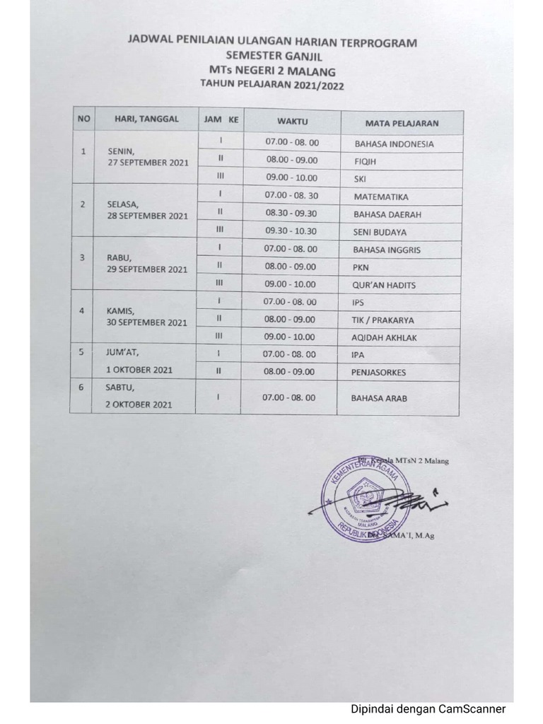 Jadwal Uht | PDF