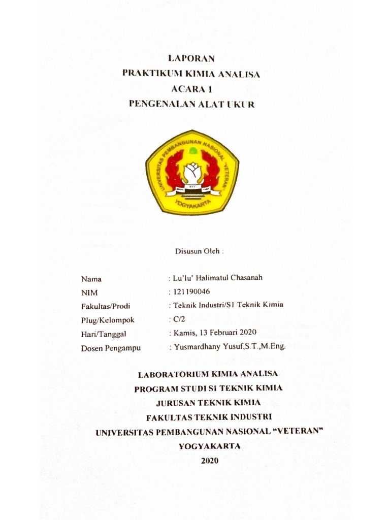 Laprak Kimlis 1 Pengenalan Alat Ukur | PDF