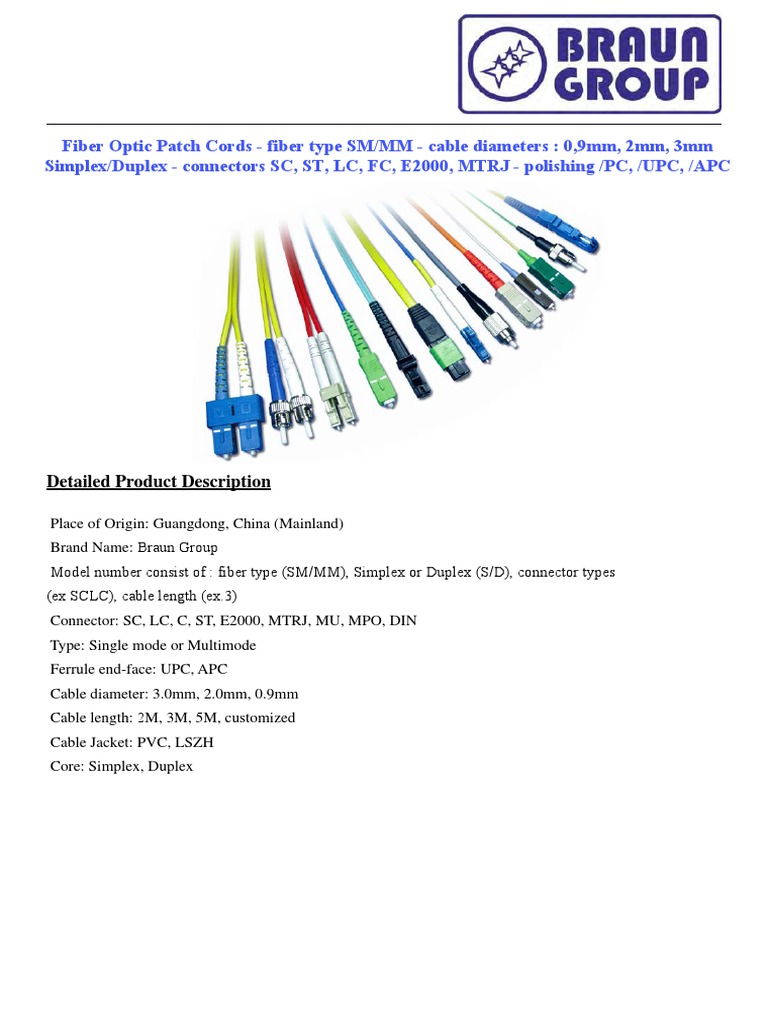 Fiber Optic Patch Cords Guide | PDF